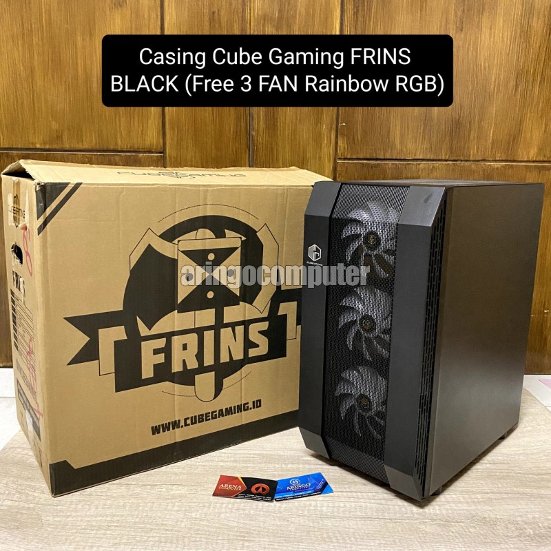 ARINGO - Casing Cube GAMING FRINS BLACK (Free 3 FAN Rainbow RGB)
