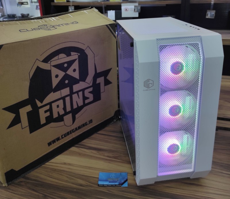 ARINGO - Casing Cube GAMING FRINS White (Free 3 FAN Rainbow RGB)
