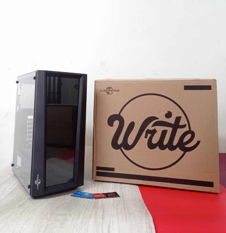 ARINGO - Casing Cube GAMING WRITE BLACK (FRONT and SIDE PANEL Bisa Ditulis)