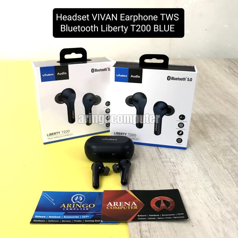 ARINGO - Headset VIVAN Earphone TWS Bluetooth Liberty T200 BLUE