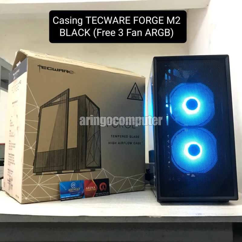 ARINGO - Casing TECWARE FORGE M2 BLACK (Free 3 Fan ARGB)