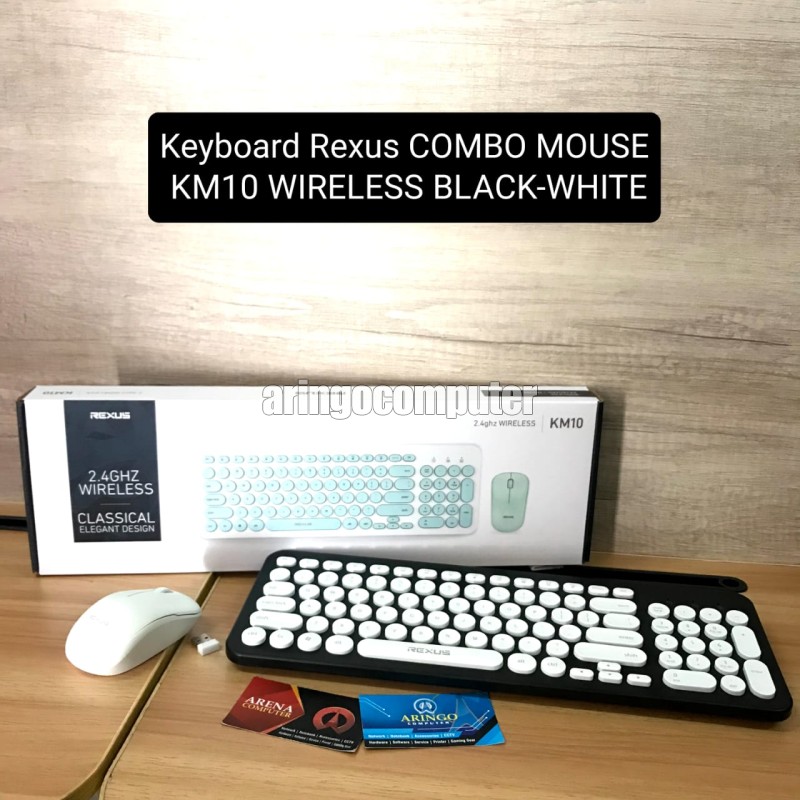 ARINGO - Keyboard Rexus COMBO MOUSE KM10 WIRELESS BLACK-WHITE