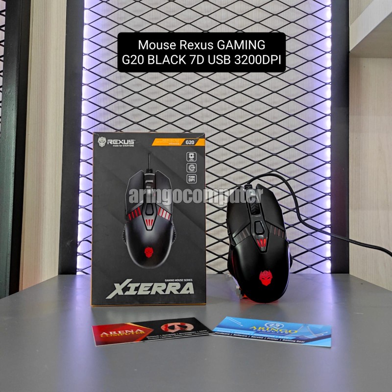 ARINGO - Mouse Rexus GAMING G20 BLACK 7D USB 3200DPI