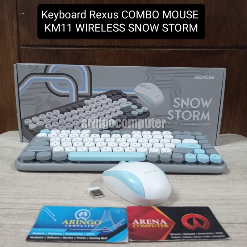 ARINGO - Keyboard Rexus COMBO MOUSE KM11 WIRELESS BLUETOOTH SNOW STORM