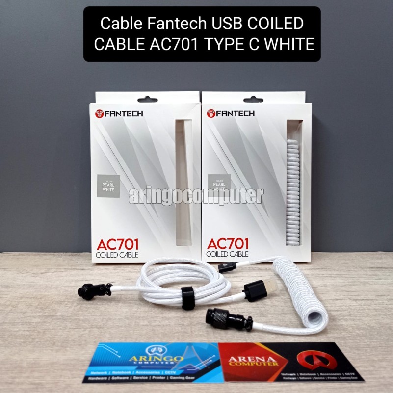 ARINGO - Cable Fantech USB COILED CABLE AC701 TYPE C WHITE