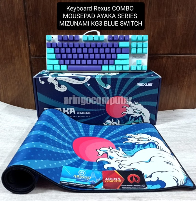 ARINGO - Keyboard Rexus COMBO MOUSEPAD AYAKA SERIES MIZUNAMI KG3 BLUE SWITCH
